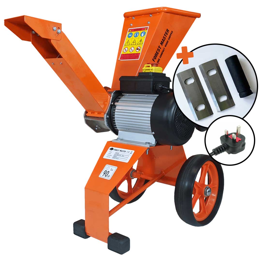 FM4DDE Compact Electric Wood Chipper 4HP – Direct Drive, Rotable Hopper ...
