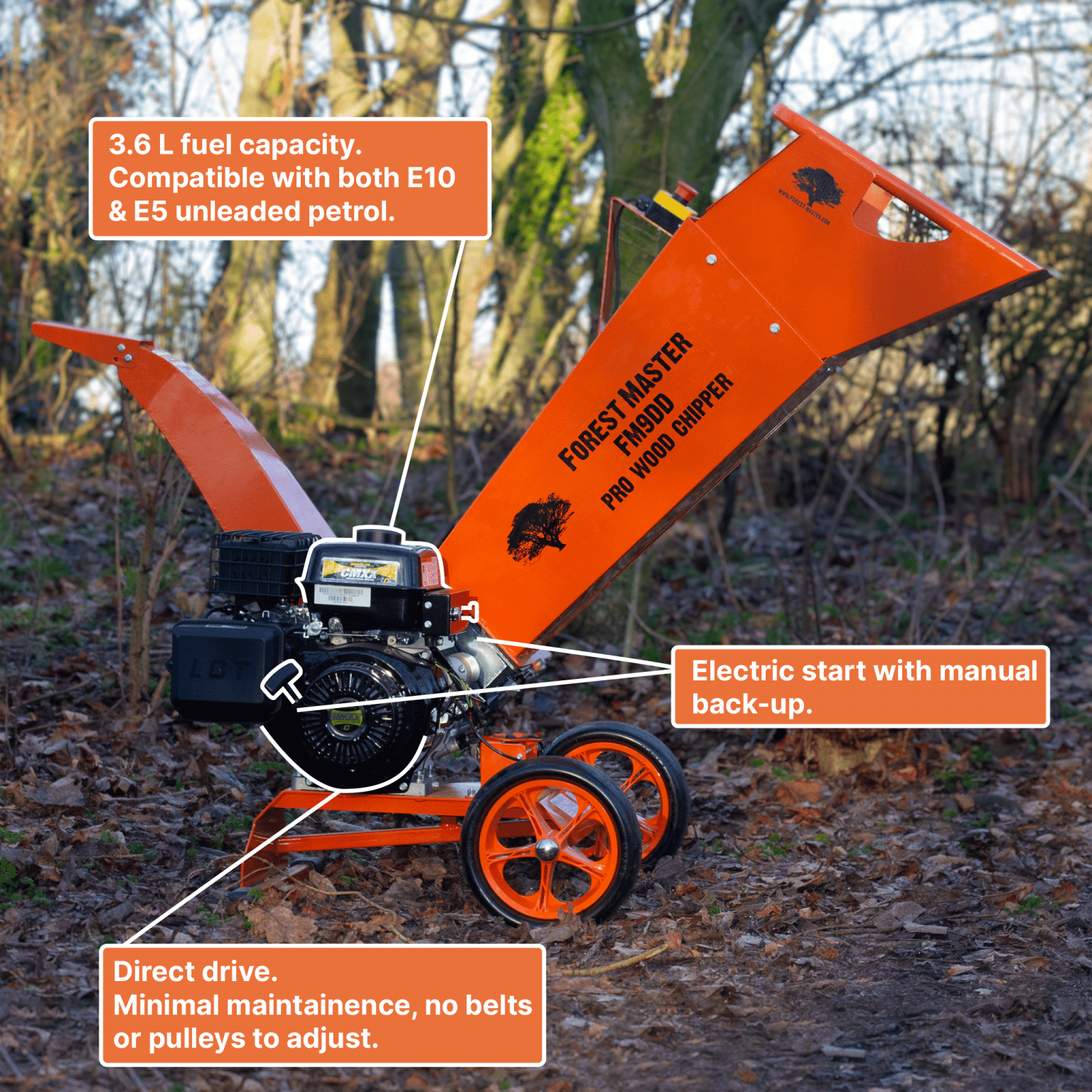 Professional 9HP Petrol Wood Chipper & Garden Shredder FM9DDES | Forest ...