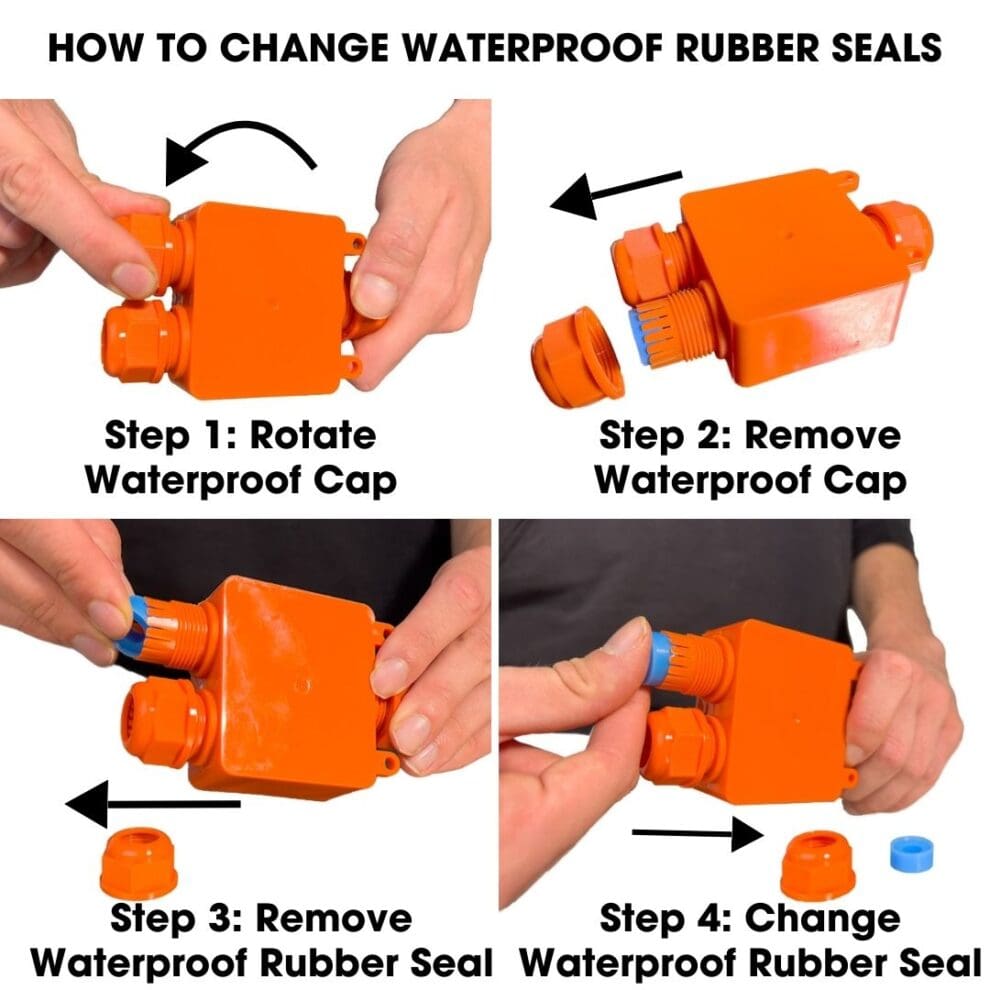 IP68 Waterproof Junction Box - 1 In, 1 Out / 1 In, 2 Out (2-Way / 3-Way ...