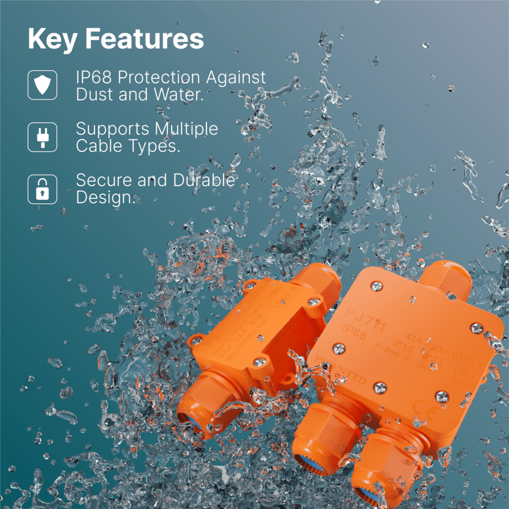 IP68 Waterproof Junction Box - 1 In, 1 Out / 1 In, 2 Out (2-Way / 3-Way ...