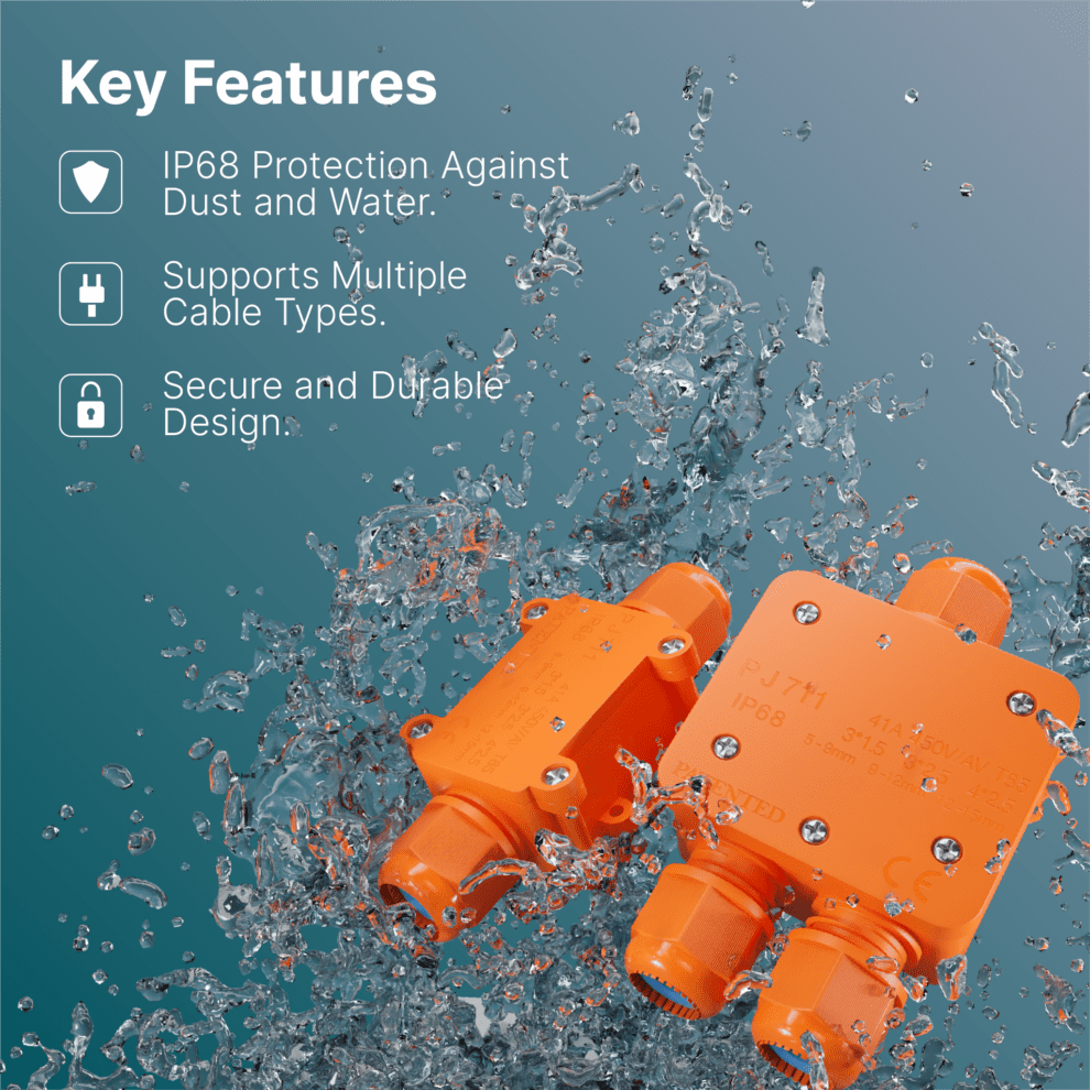 IP68 Waterproof Junction Box - 1 In, 1 Out / 1 In, 2 Out (2-Way / 3-Way ...