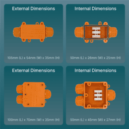 IP68 Waterproof Junction Box - 1 In, 1 Out / 1 In, 2 Out (2-Way / 3-Way ...