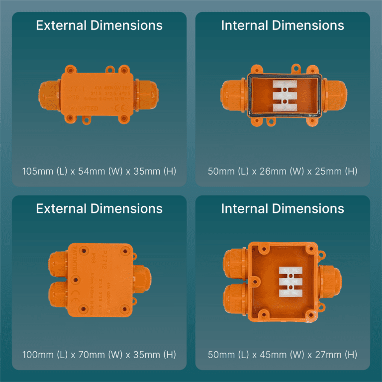 IP68 Waterproof Junction Box - 1 In, 1 Out / 1 In, 2 Out (2-Way / 3-Way ...