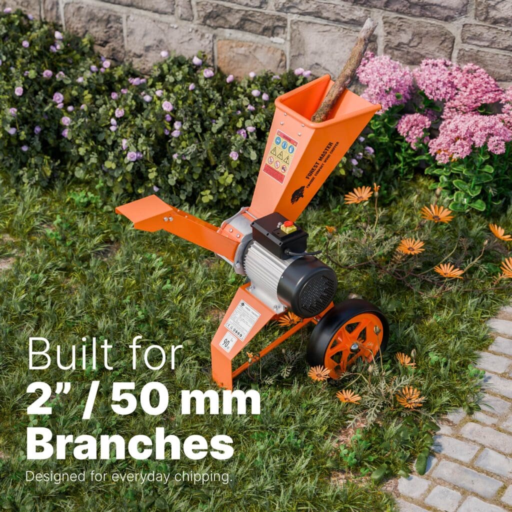 FM4DDE Compact Electric Wood Chipper 4HP – Direct Drive, Rotable Hopper ...