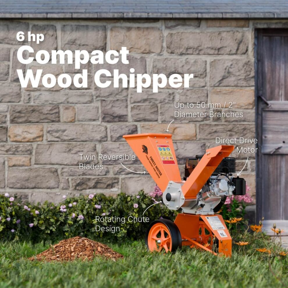 FM6DD Compact 6HP Petrol Wood Chipper – Direct Drive, Rotatable Hopper ...